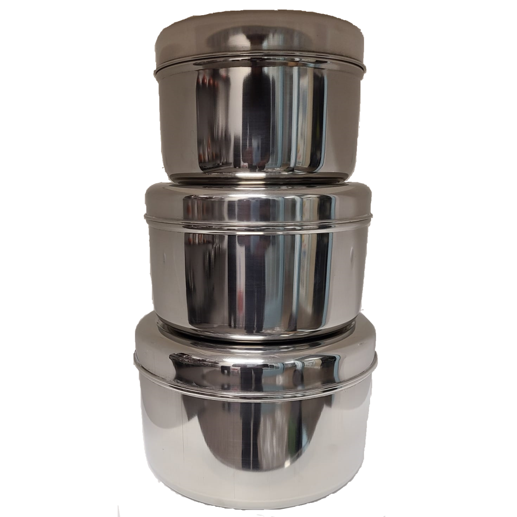 Stainless Steel Atta Dabba 3 pc set – Avira Imports